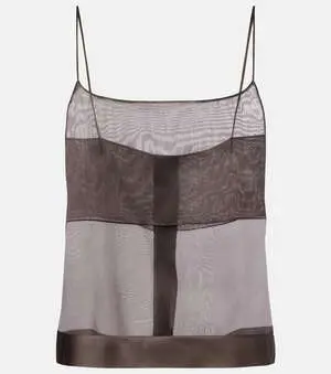 Calvin Klein Carmen Sheer Silk Camisole - Brown