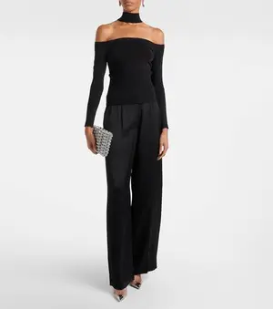 Simkhai Lila Ribbed-knit Off-shoulder Top - Black