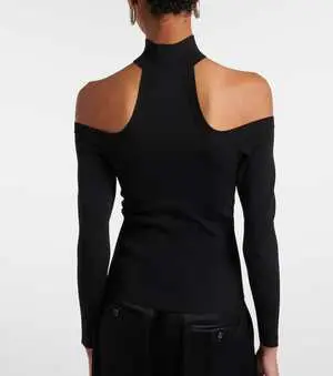 Simkhai Lila Ribbed-knit Off-shoulder Top - Black
