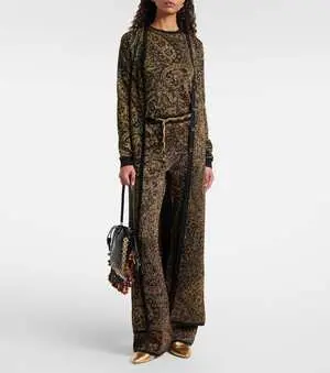 Etro Paisley Wool-blend Lamé Flared Pants