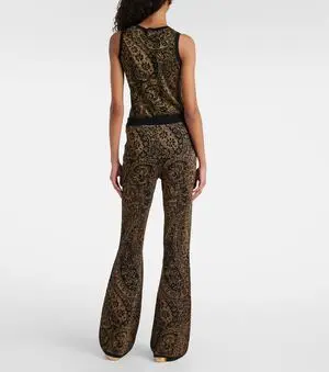 Etro Paisley Wool-blend Lamé Flared Pants - Black