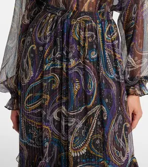 Etro Paisley Plissé Silk-blend Maxi Skirt