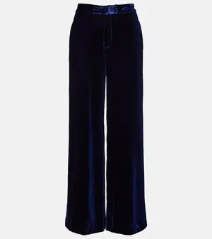 Etro Velvet Wide-leg Trousers - Blue