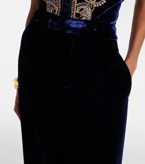 Etro Velvet Wide-leg Trousers - Blue