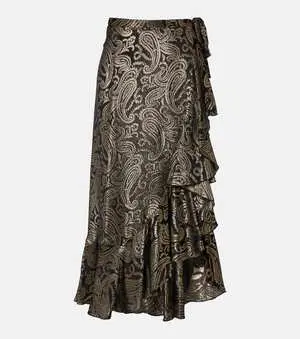 Etro Paisley Ruffled Silk-blend Midi Skirt