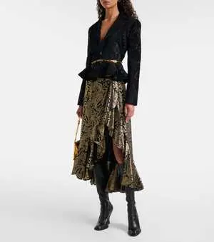 Etro Paisley Ruffled Silk-blend Midi Skirt
