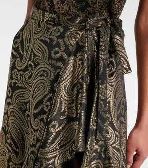 Etro Paisley Ruffled Silk-blend Midi Skirt