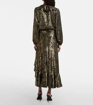 Etro Paisley Ruffled Silk-blend Midi Skirt - Black
