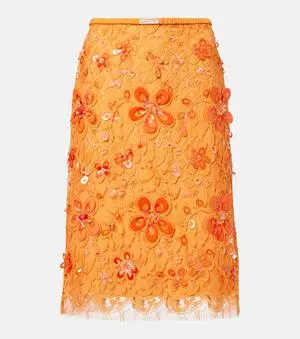 Gucci Embroidered Lace Midi Skirt