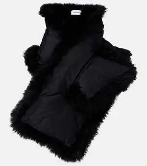 YVES SALOMON Reversible Shearling Down Scarf - Black