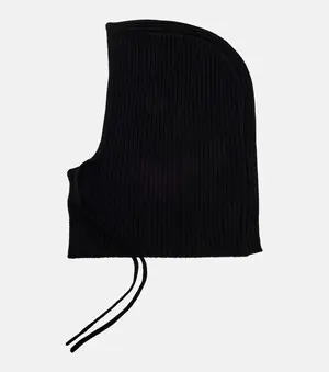 YVES SALOMON Ribbed Wool And Cashmere Hood - Black