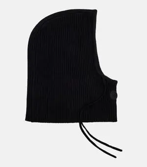 YVES SALOMON Ribbed Wool And Cashmere Hood With Drawstring Detail
