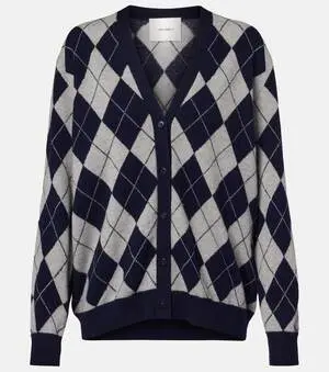 LISA YANG Raelyn Argyle Cashmere Cardigan - Grey