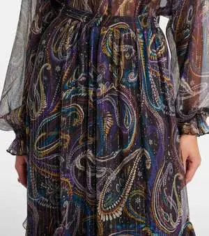 Etro Paisley Plisse Silk-blend Maxi Skirt - Multicoloured