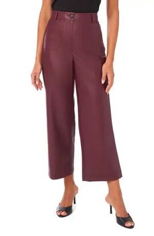 Vince Camuto Patch Pocket Coated Wide Leg Trousers - Boysenberry