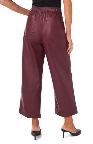 Vince Camuto Patch Pocket Coated Wide Leg Trousers - Boysenberry