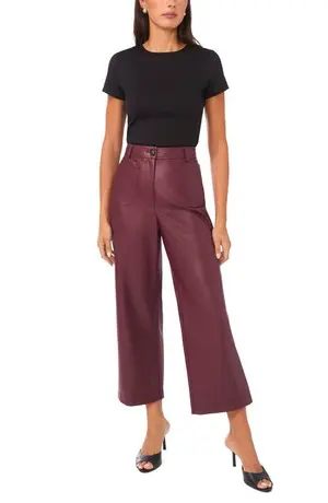 Vince Camuto Patch Pocket Coated Wide Leg Trousers - Boysenberry
