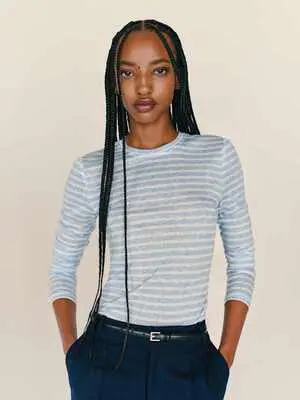 REFORMATION Olympia Knit Top - Blue White Stripe