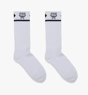 Mcm Logo Jacquard Crew Socks - White