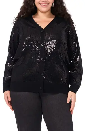 Vince Camuto Sequin Mixed Media Cardigan