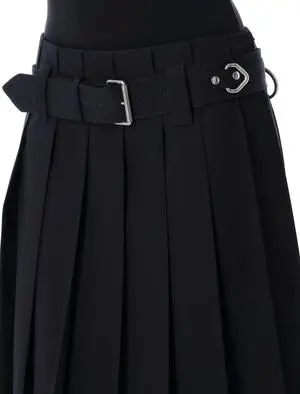 Prada Pleated Gabardine Midi Skirt