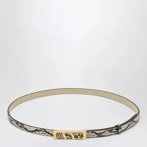 Valentino Garavani Volgo Signature Belt With Python Print - Beige