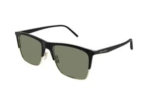 Saint Laurent Square Sunglasses - Black Black Green/green (sl 768