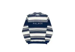 PALACE Pique Your Nose Crew White/navy Blue