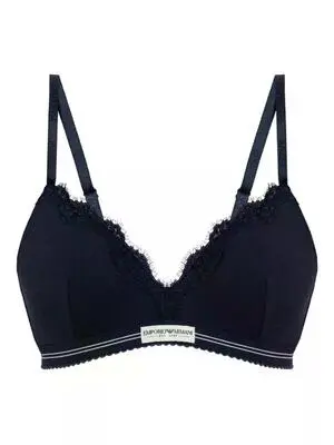 Emporio Armani Lace Ribbed Bra - Blue