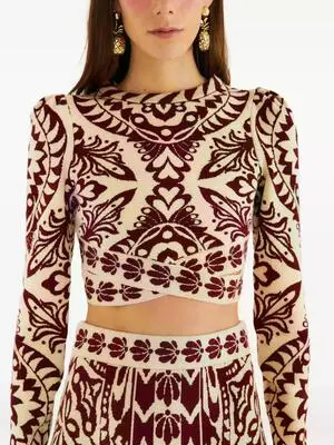 Farm Rio Patterned Long-sleeve Top - Neutrals