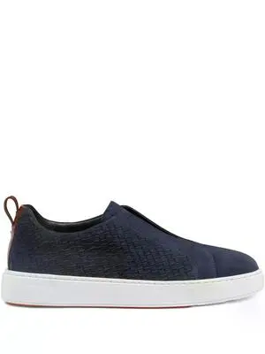 Santoni Woven Suede Slip-on Sneakers