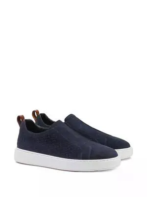 Santoni Woven Suede Slip-on Sneakers