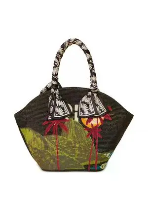 Farm Rio Floral-embroidered Tote Bag - Black