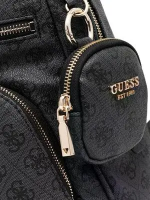 Guess Monogram Backpack With Zip Pocket - Black