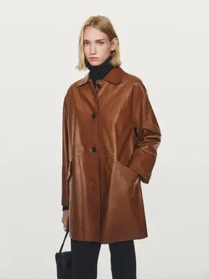 Massimo Dutti Long Nappa Leather Coat