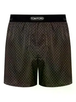TOM FORD Polka-dot Pattern Silk Boxers - Brown