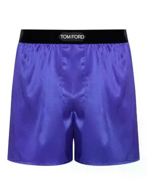TOM FORD Logo-waistband Silk Boxers - Purple