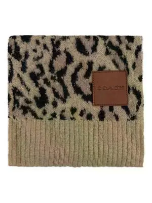 COACH Animal-print Logo-patch Scarf - Neutrals