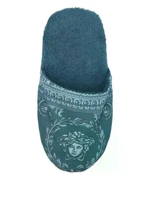 Versace Medusa Print Cotton Slippers - Blue