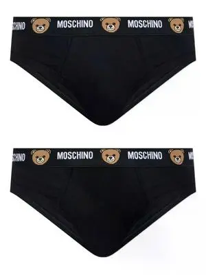 Moschino Logo-waistband Briefs - Black