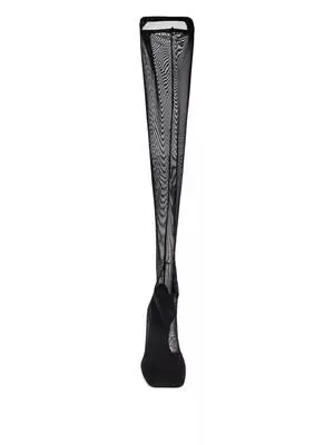COURREGES Square-toe Mesh Thigh Boots - Black