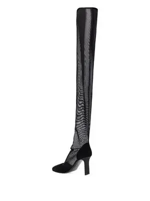COURREGES Square-toe Mesh Thigh Boots - Black