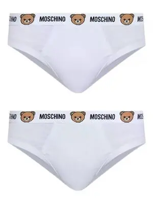 Moschino Logo-waistband Briefs - White
