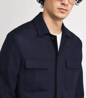 Eleventy Wool Stripe Overshirt