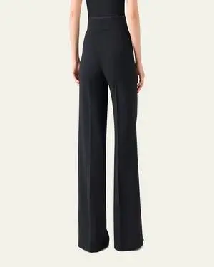Akris Double-face Wool Bootcut Trousers
