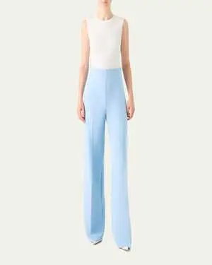 Akris Double-face Wool Bootcut Trousers