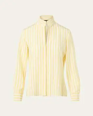 Akris Striped Silk Crepe Button-down Shirt