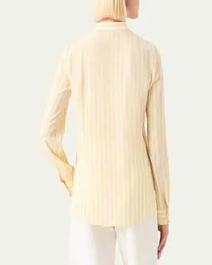 Akris Striped Silk Crepe Button-down Shirt