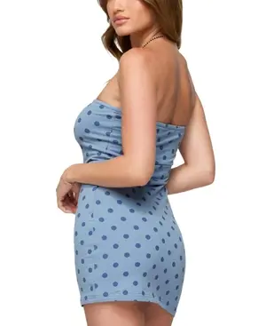 EDIKTED Lewis Polka Dot Mini Dress Strapless