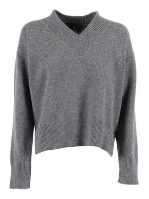 PHI FDL V-Neck Long Sleeve Sweater - Gray